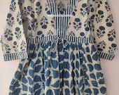 Indigo Printed Dress Women Dress Hand Print Dresscotton - Etsy