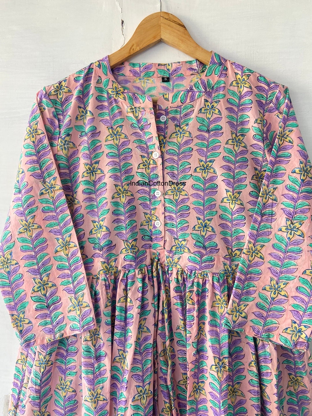 Indian Handblock Print Cotton Dress, Handmade Cotton Dress, Bordered ...