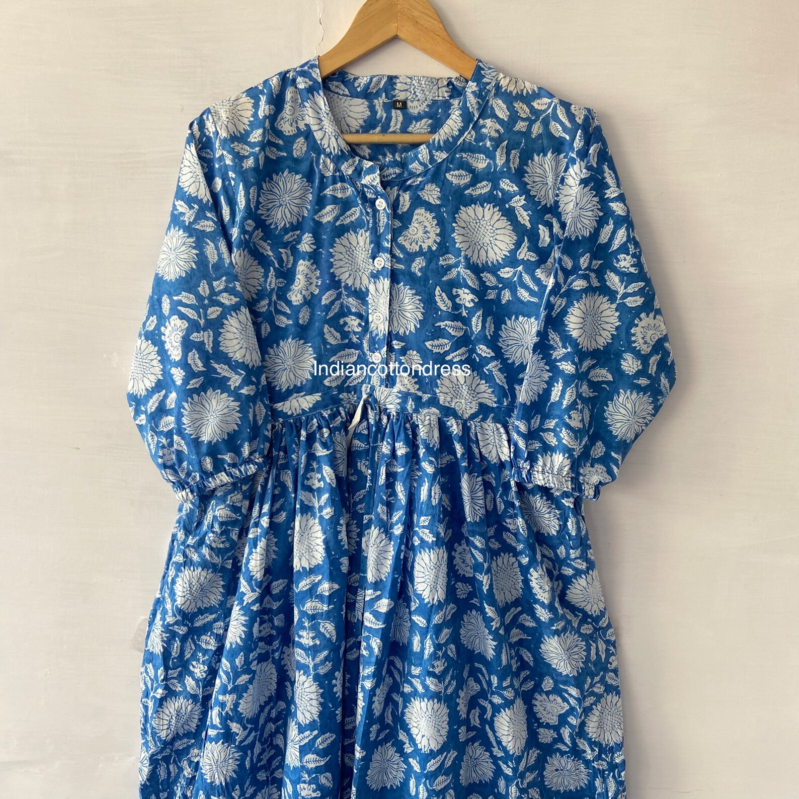 Blue Kitty Printed Dress Handblock Print Dress Block Print - Etsy
