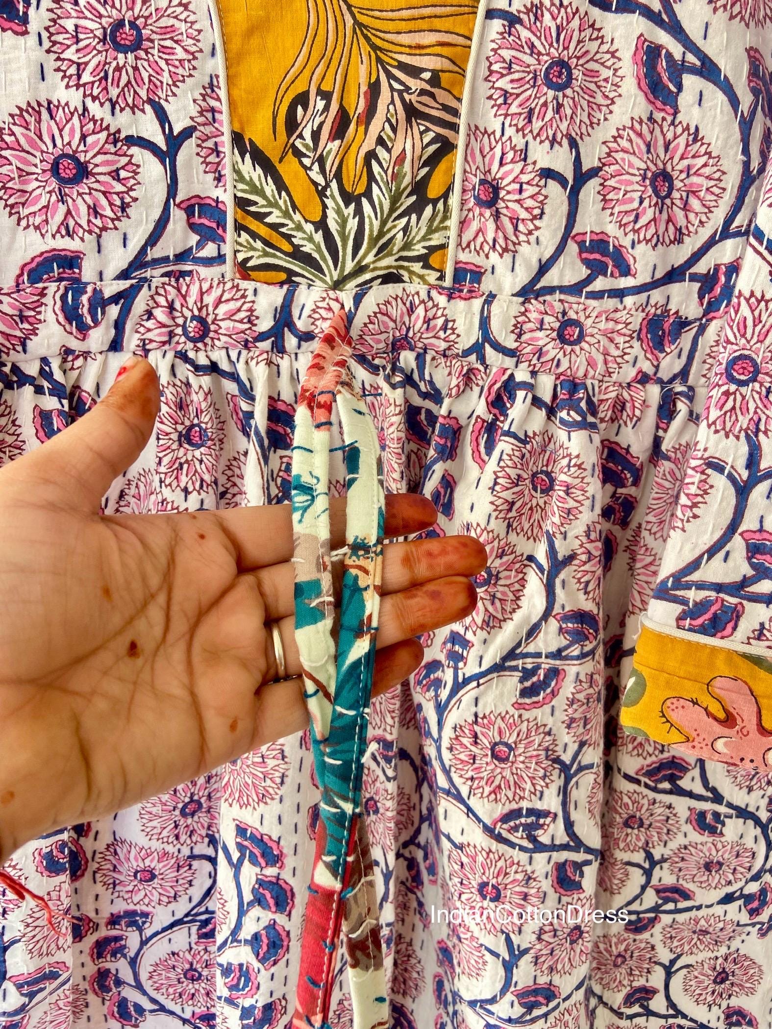 Kanth Quilted Dress,indian Kantha Work Dress, Blousen Dress, Gown and ...