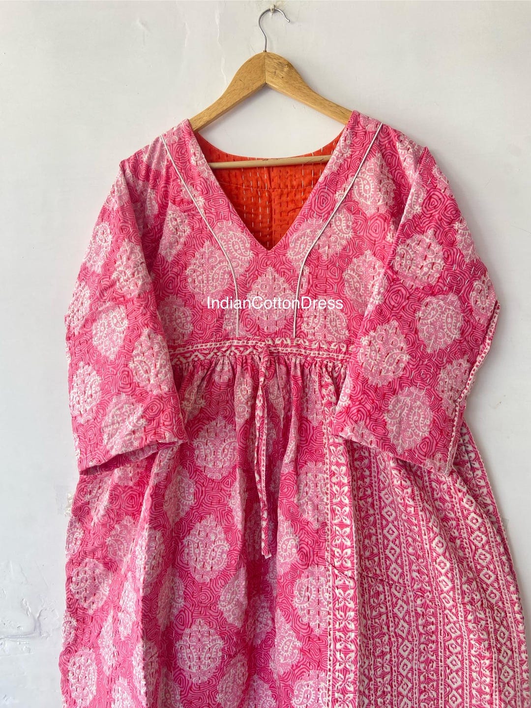 Pink Kantha Quilted Dress,indian Kantha Work Dress, Blousen Dress, Gown ...