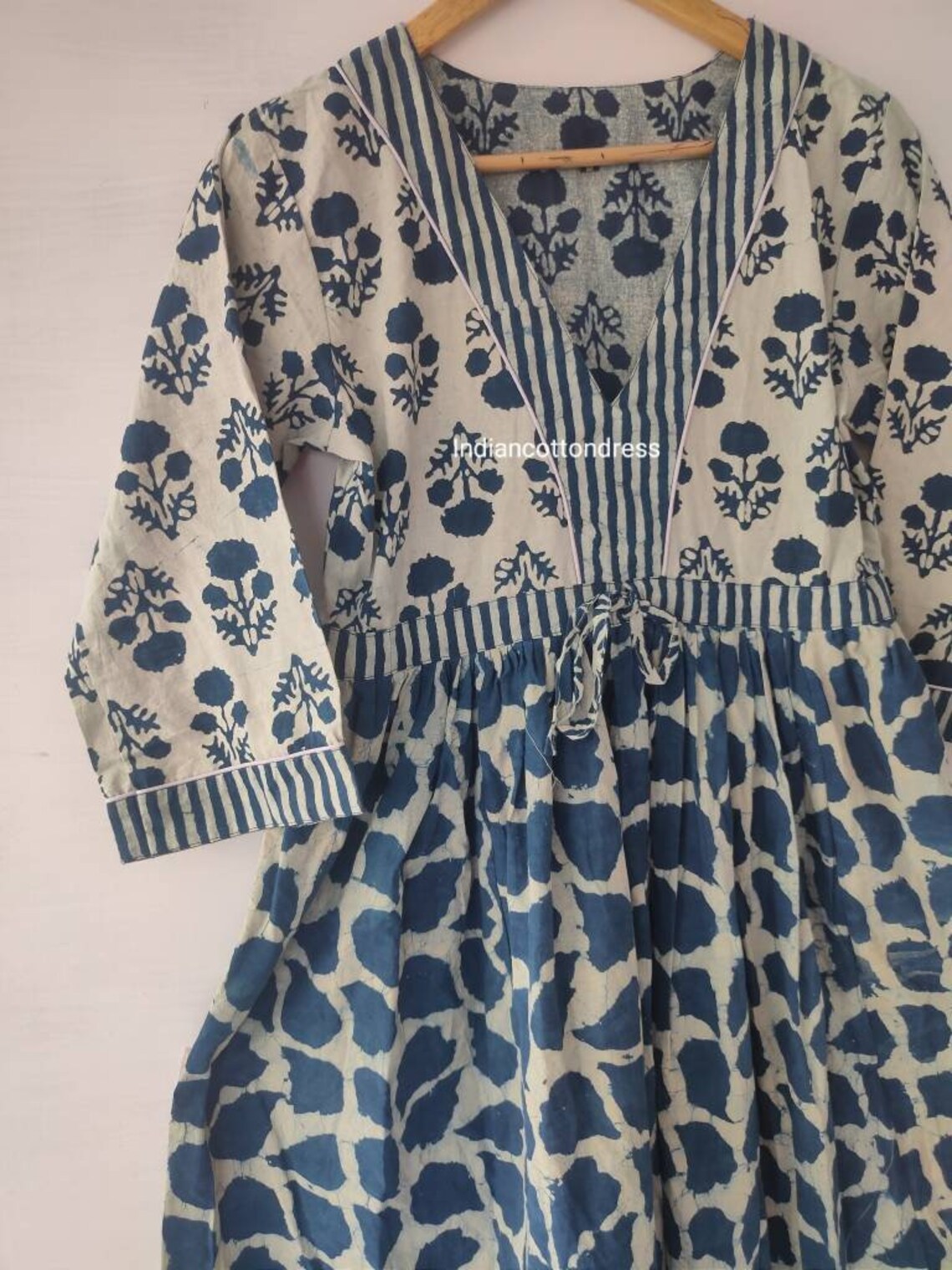 Indigo Printed Dress Women Dress Hand Print Dress,cotton Dress,block ...