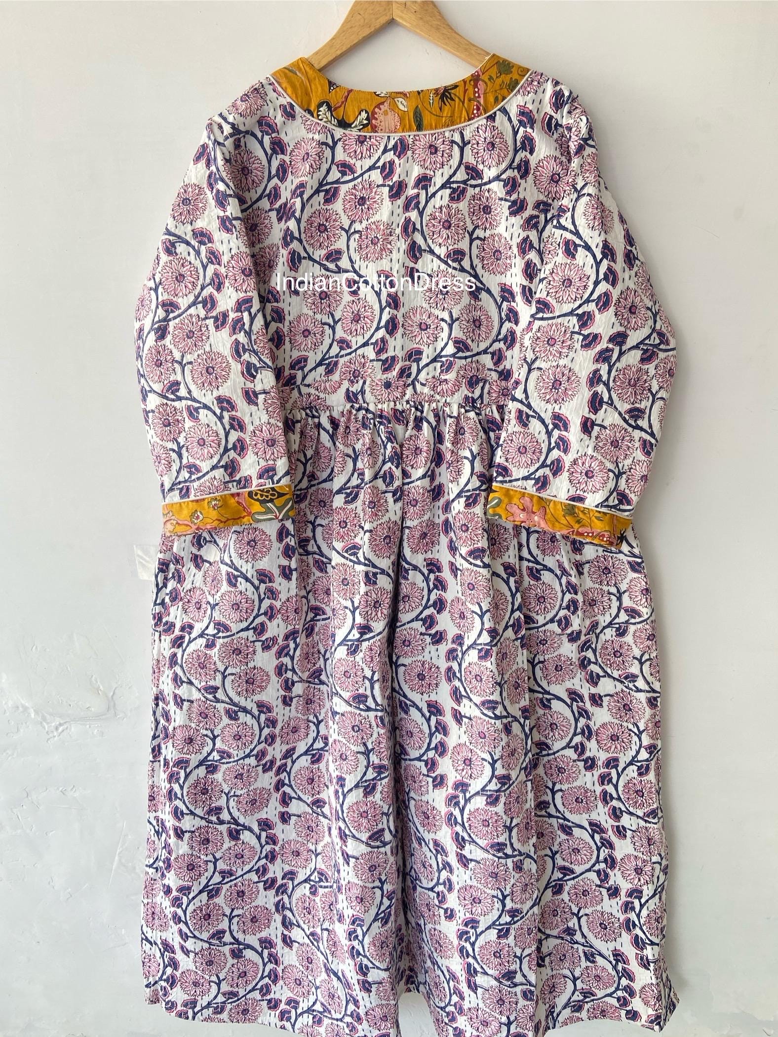 Kanth Quilted Dress,indian Kantha Work Dress, Blousen Dress, Gown and ...