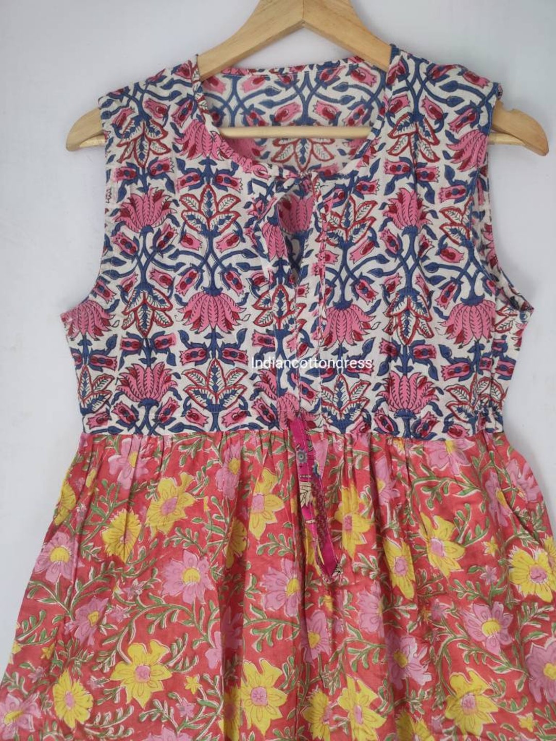 New Block Print Cotton Dress Floral Dress,humming Dress,summer Dress ...