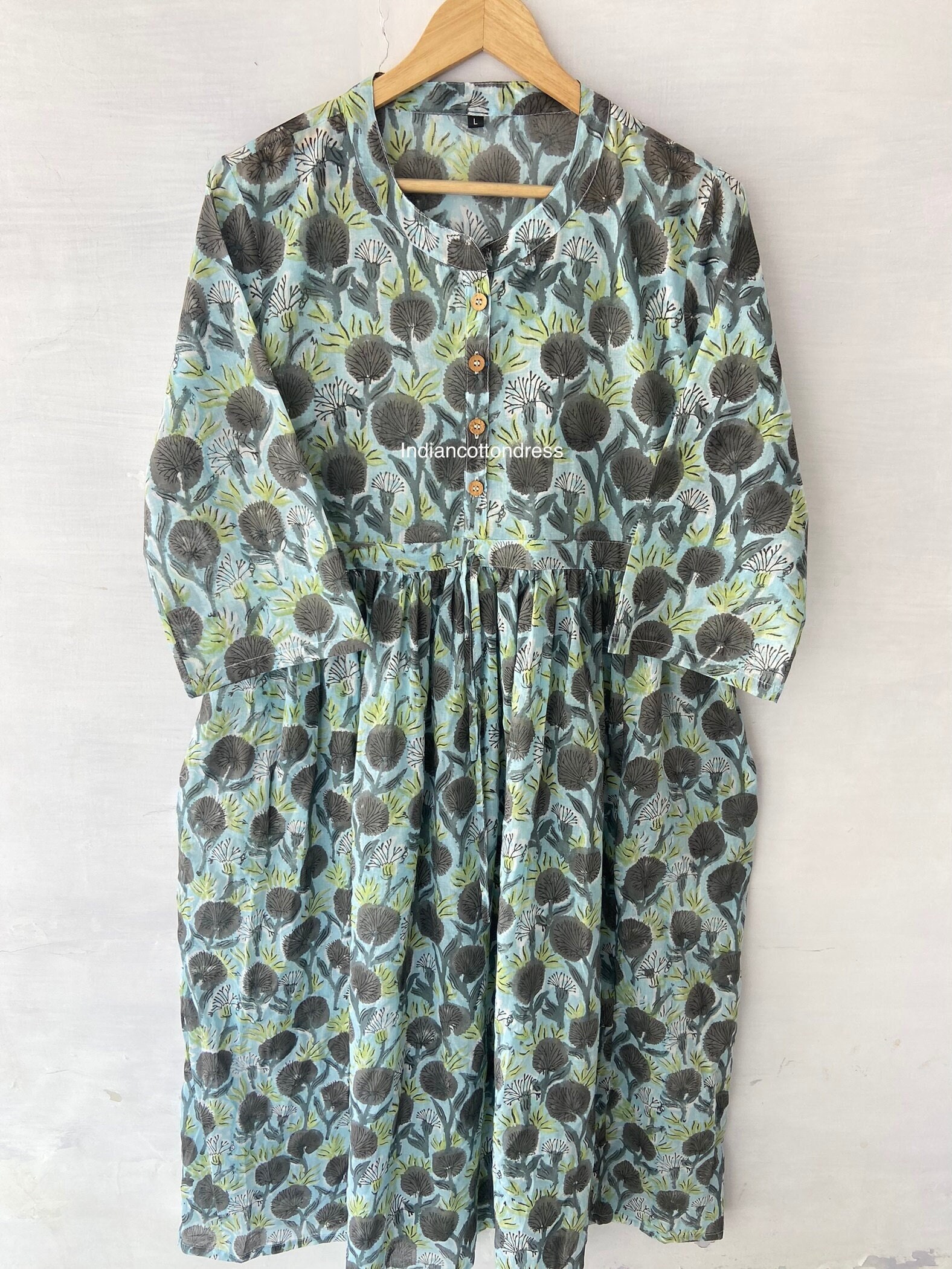 Beautiful Hand Print Dress,handblock Cotton Dress,indian Print Dress ...