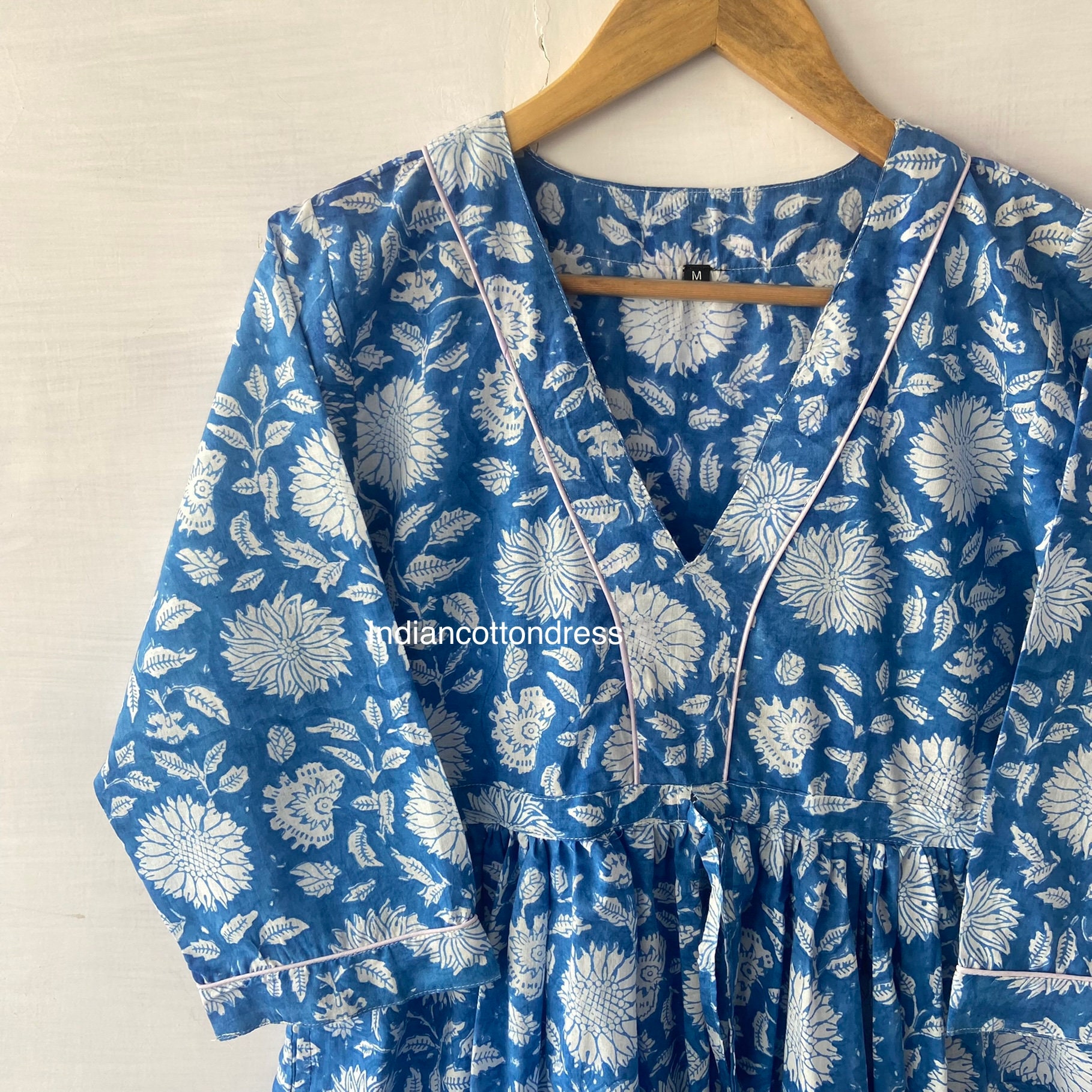 Block Printed Dress,handblock Dresses,skaters Dress,blue Color Dress ...