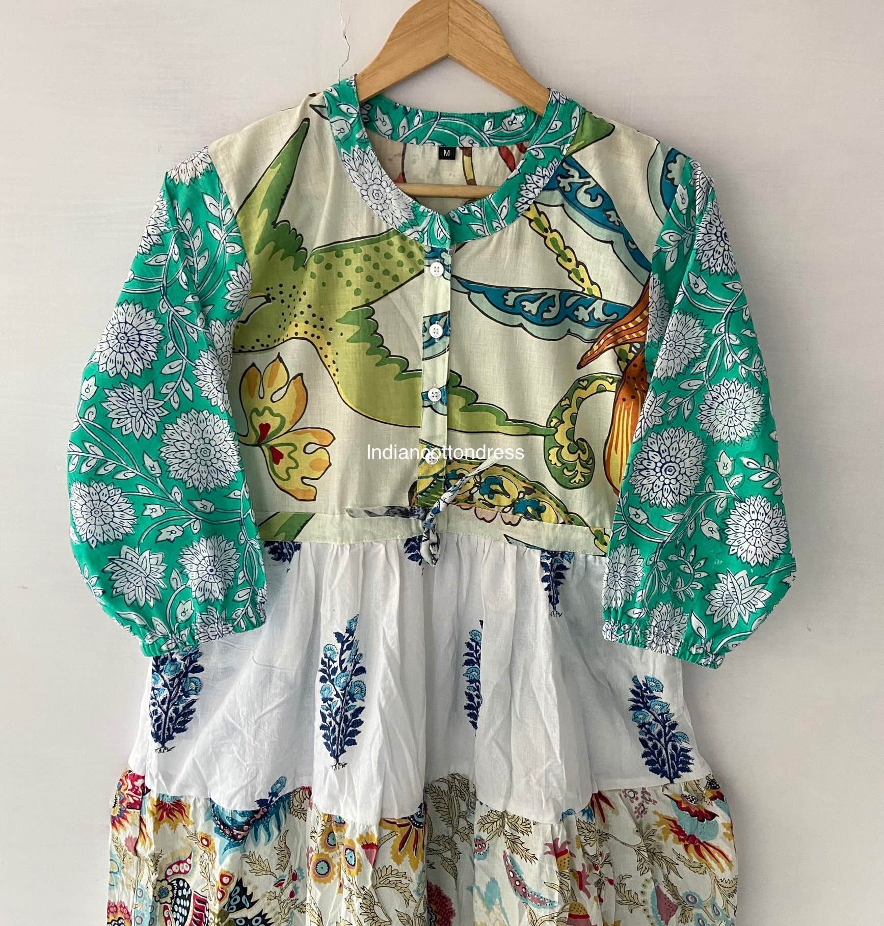 Multi Patchwork Dresses, Cotton Long Dresses, Handblock Print Dress ...