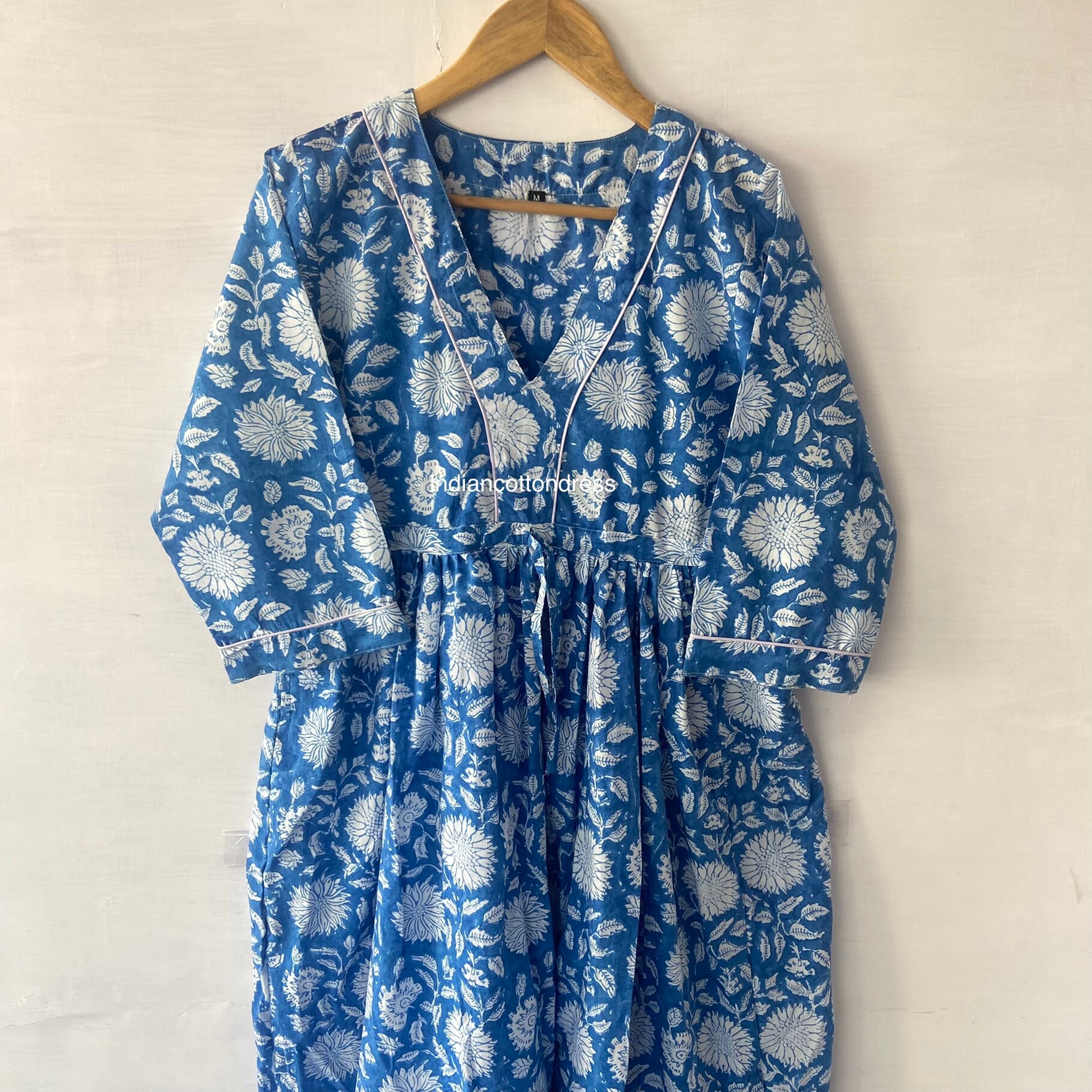 Block Printed Dress,handblock Dresses,skaters Dress,blue Color Dress ...