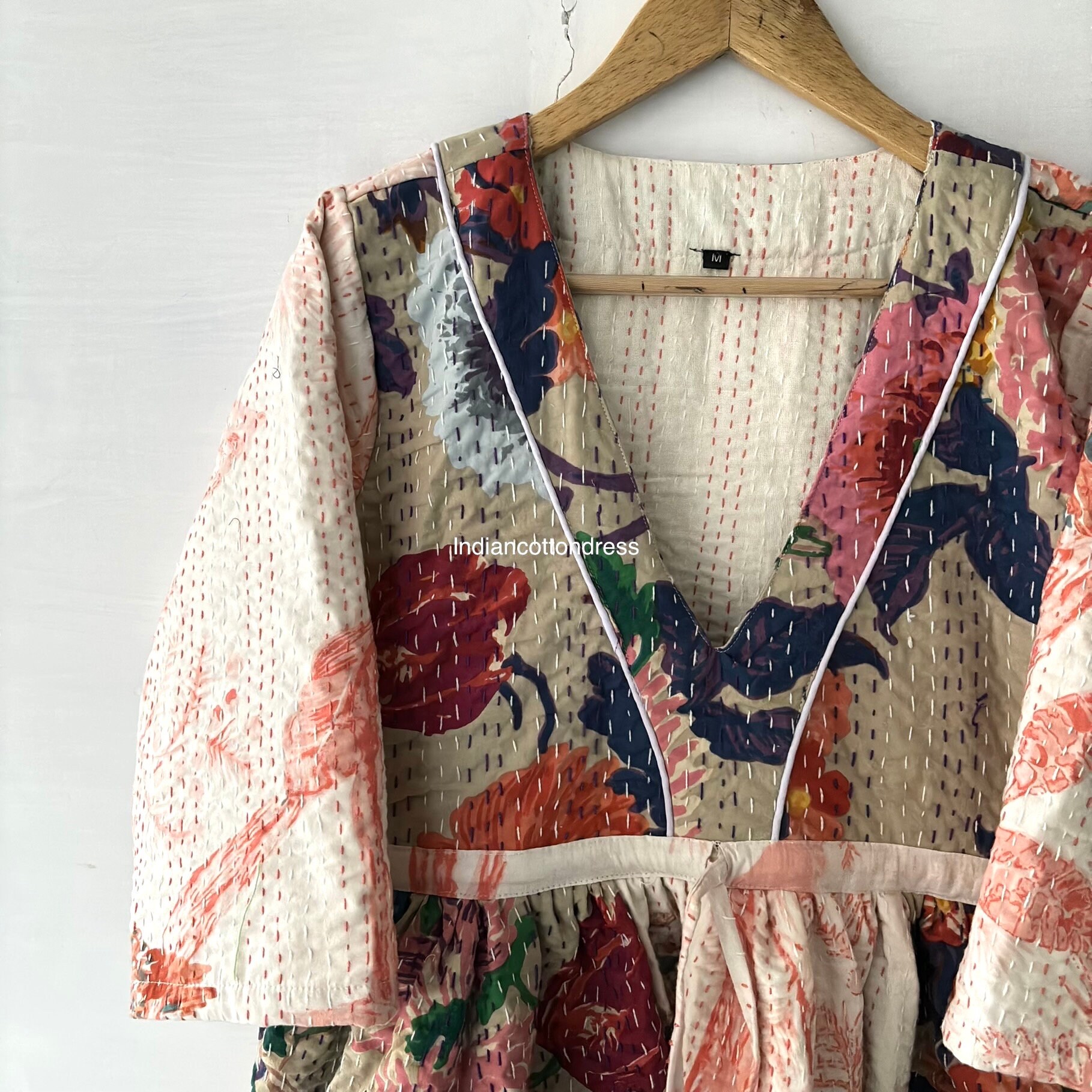 New Kantha Work Cotton Dress, Winter Cotton Dress, Handmade Cotton ...