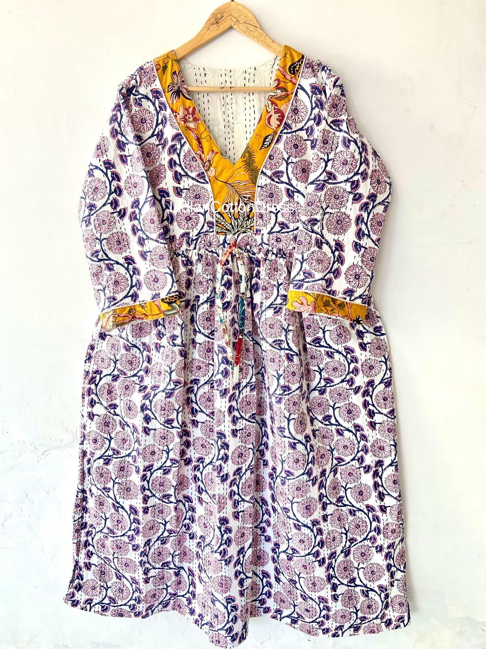 Kanth Quilted Dress,indian Kantha Work Dress, Blousen Dress, Gown and ...