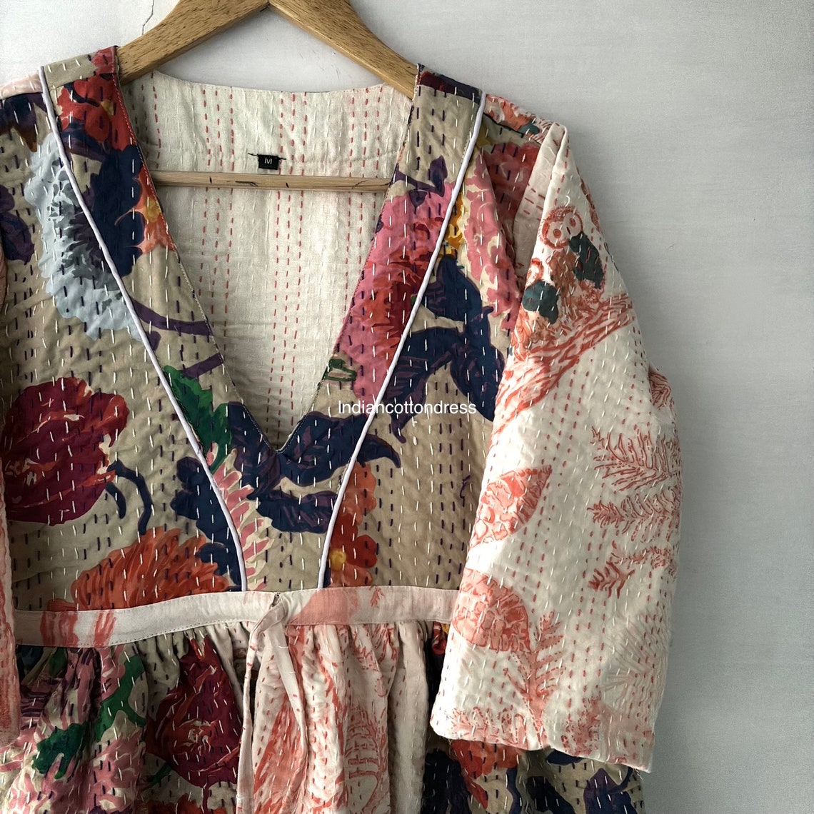 New Kantha Work Cotton Dress, Winter Cotton Dress, Handmade Cotton ...