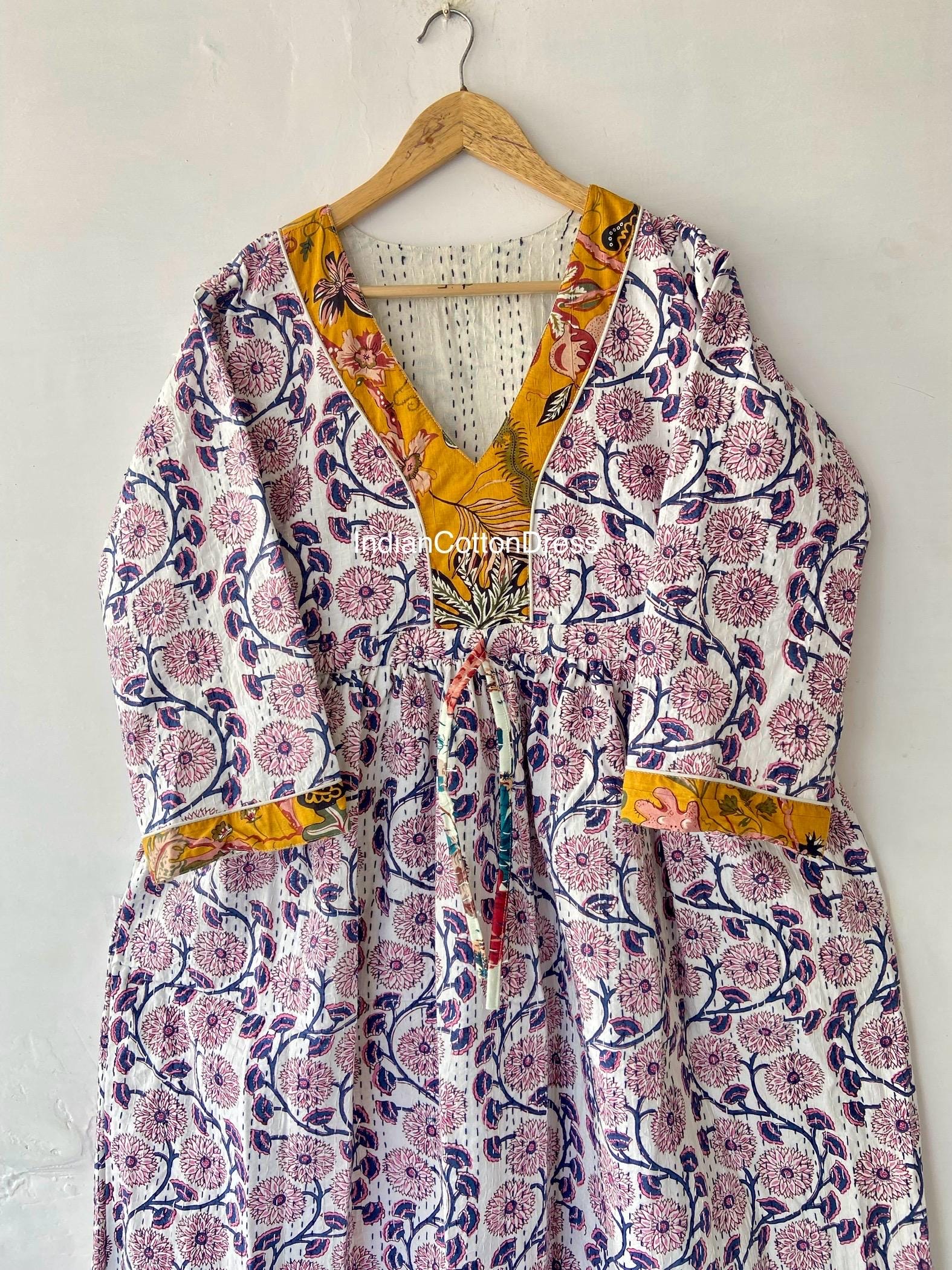 Kanth Quilted Dress,indian Kantha Work Dress, Blousen Dress, Gown and ...