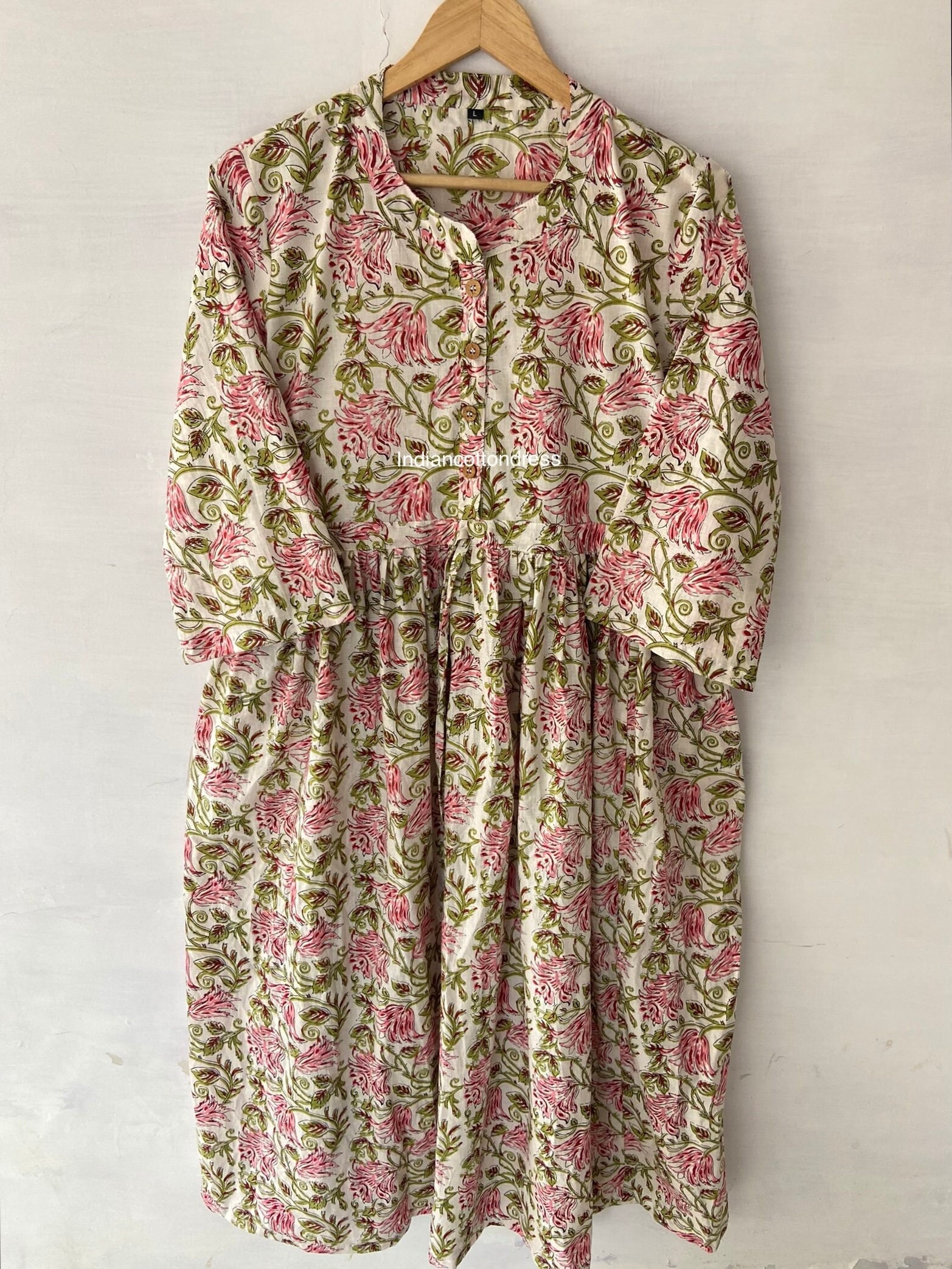 Hand Block Printed Dress| Summer Dress| Cotton Dress| Floral Print ...