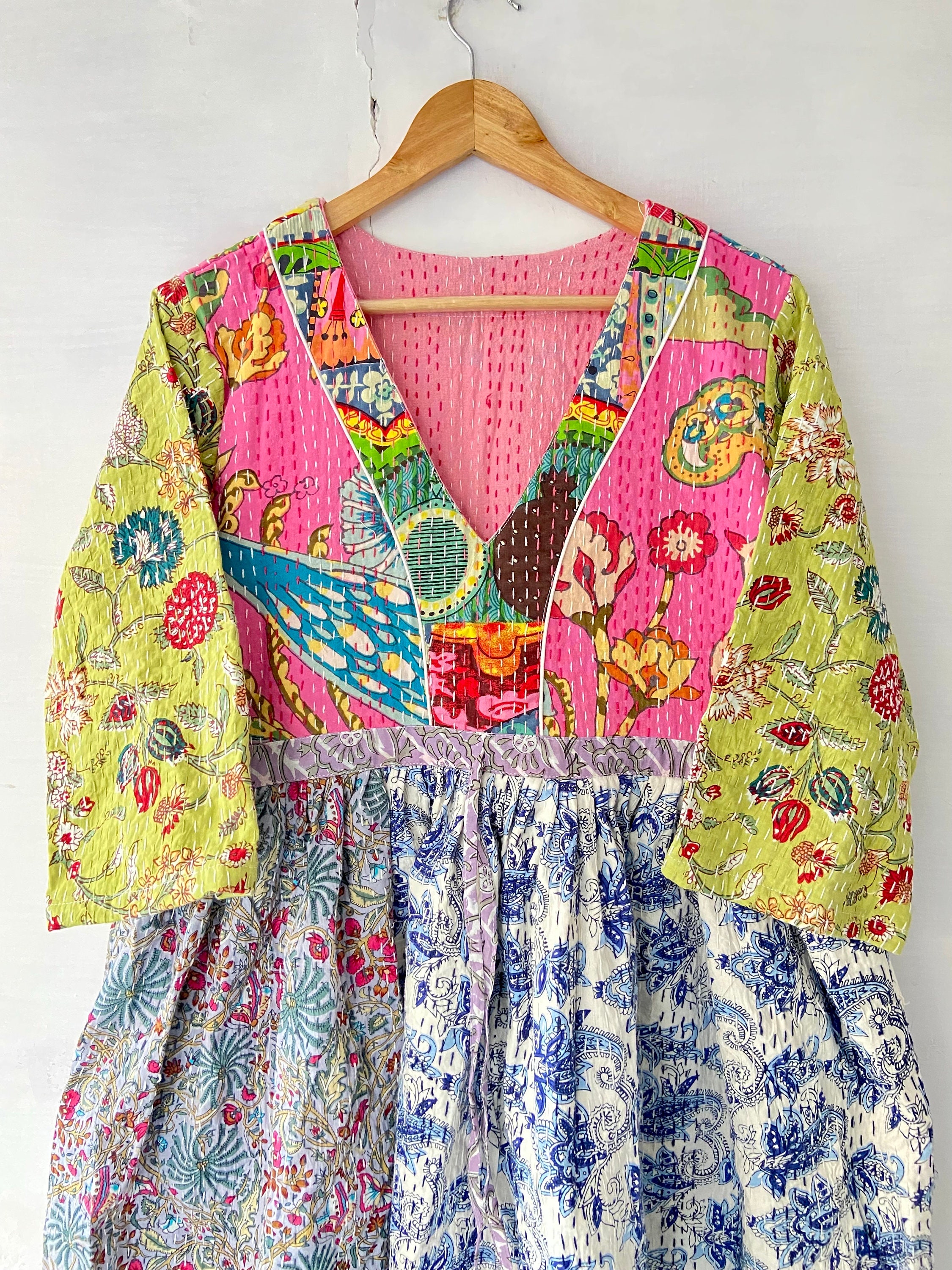 Winter Wear Kantha Dress, Kantha Cotton Dress, Clothing Shop, Woman ...