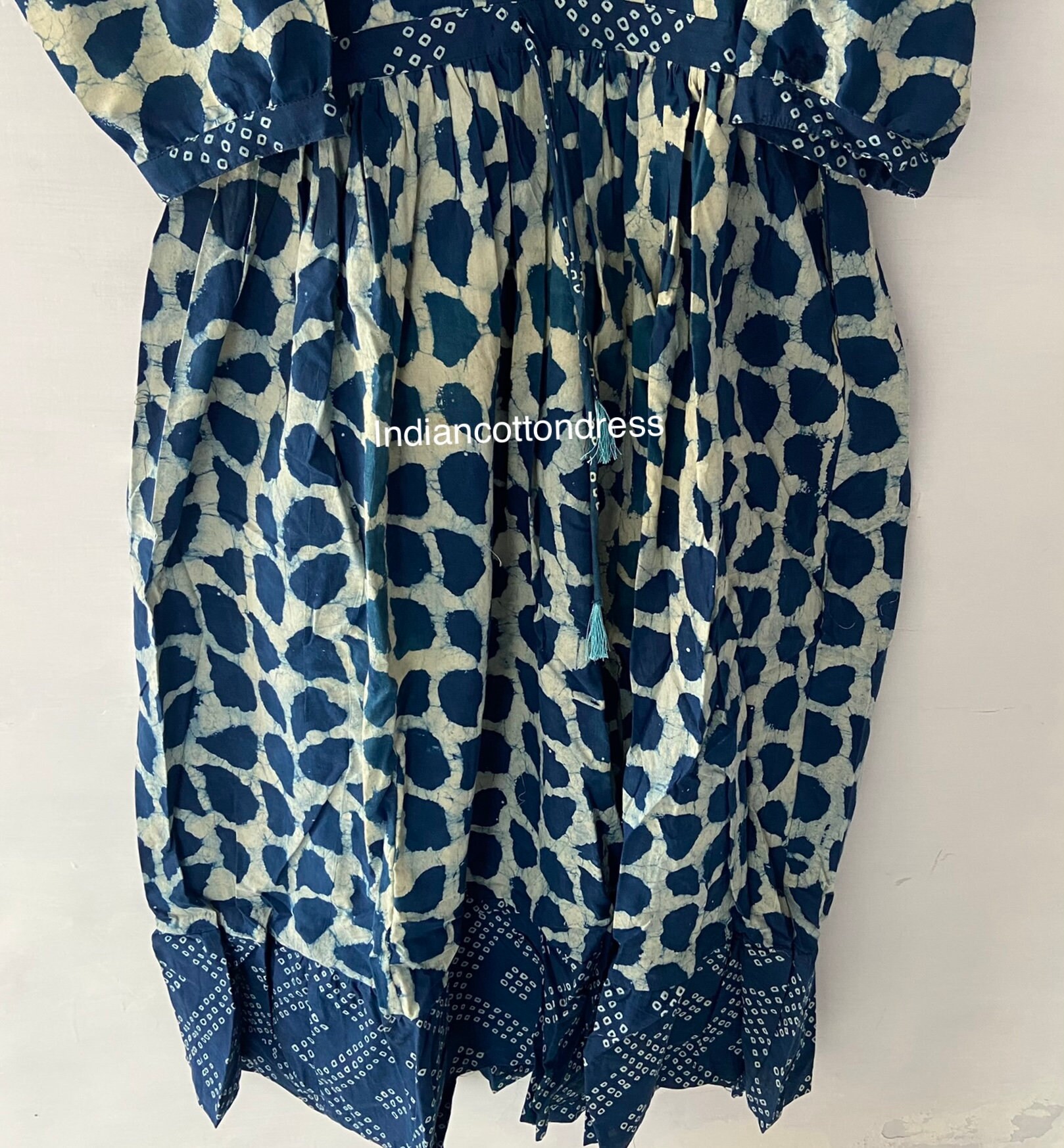 Plus Size Indigo Block Print Cotton Dress,handmade Dress ,sketer Circle ...