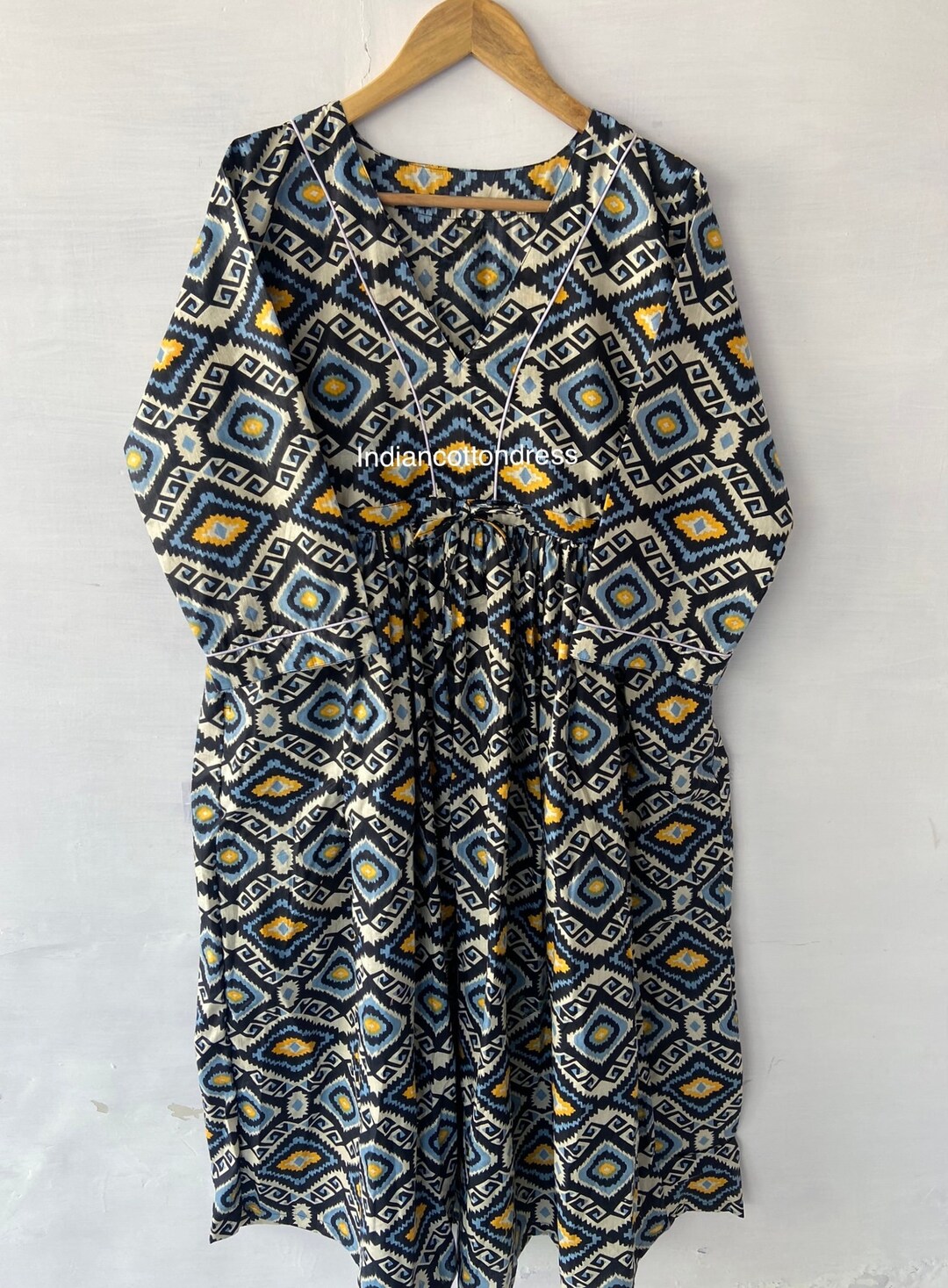 Geomatric Dresses, Beautiful Hand Print Dress,handblock Cotton Dress ...