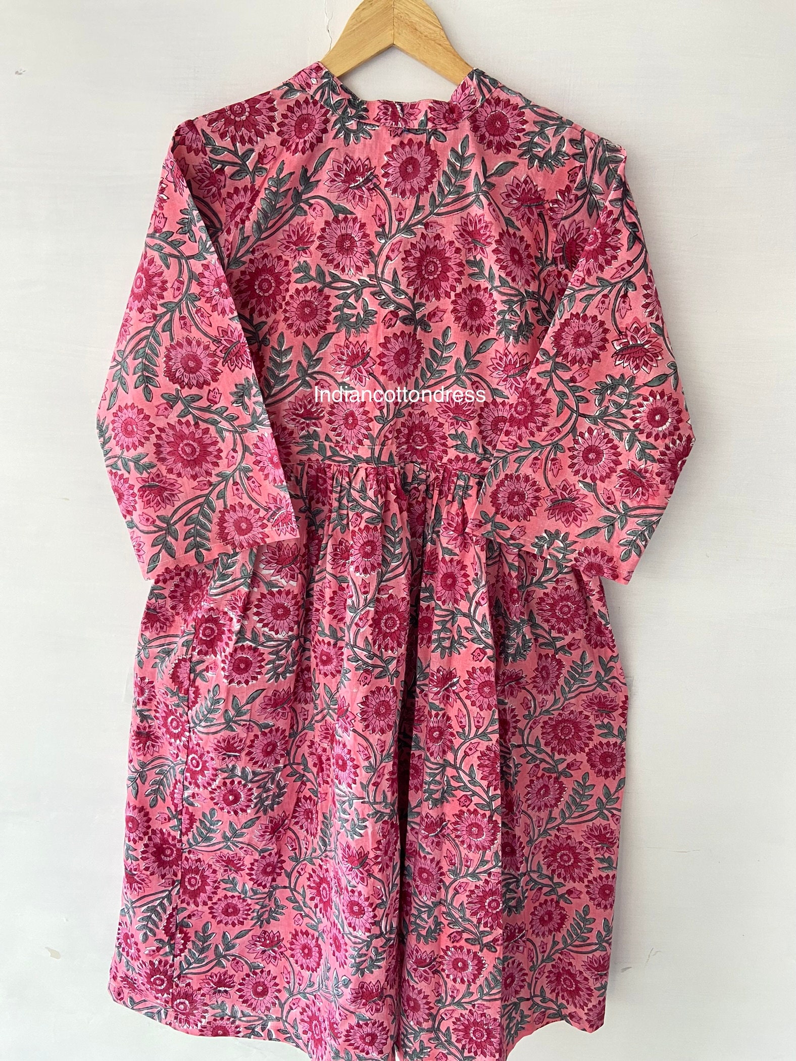 Floral,indian Cotton Dress, Floral Block Print Dress,cotton Handmade ...