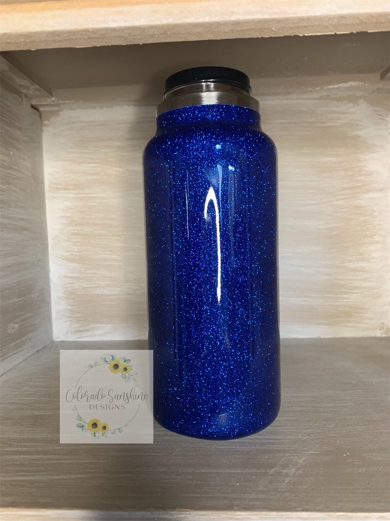 Blue Glittered Water Bottle - Etsy