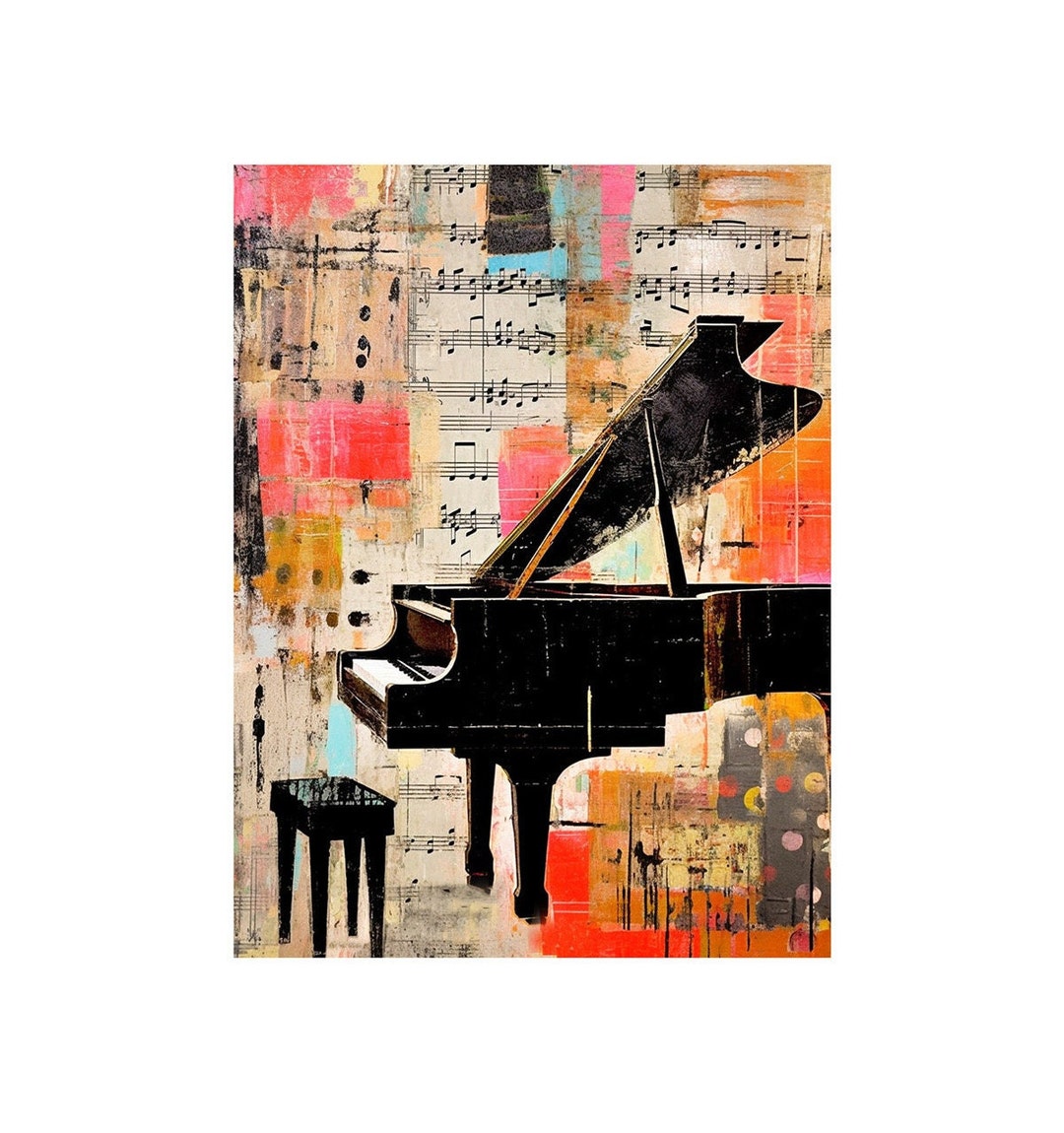 Digital Print, Abstract Art Trumpet Jazz in Basquiat Style, Piano. - Etsy
