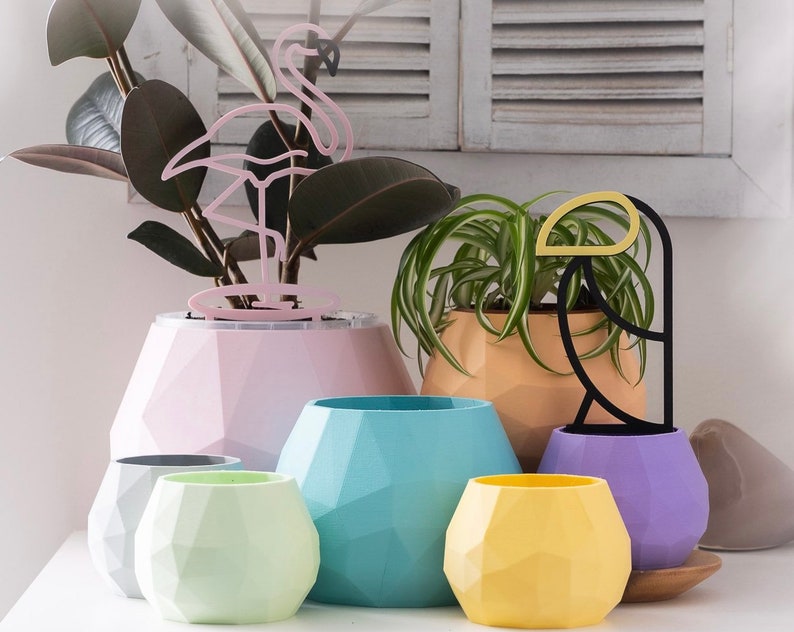 Geometric Planters Pastel Planters Plant Pots Colourful - Etsy Australia