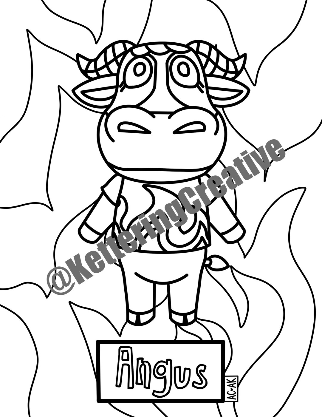 Angus Coloring Page-animal Crossing - Etsy