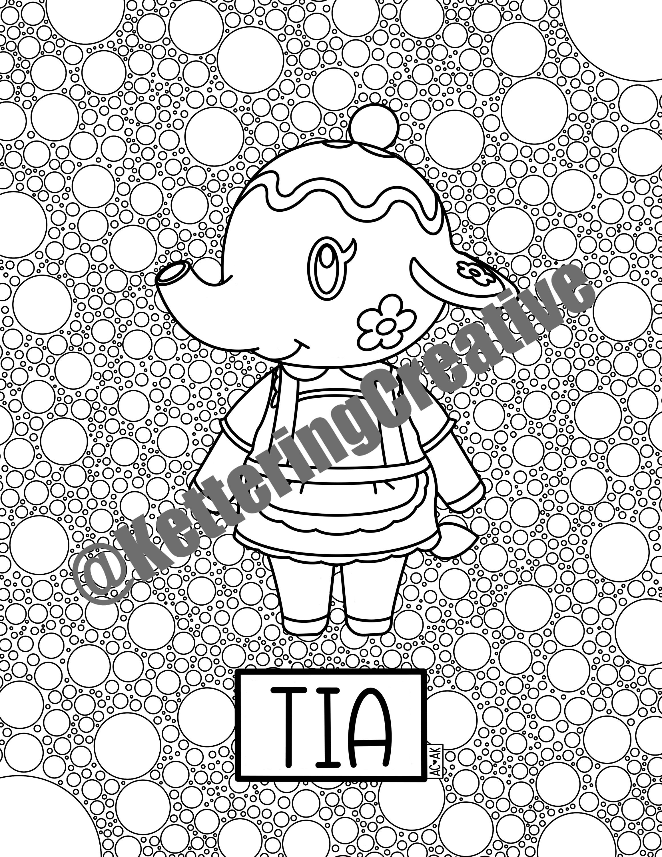 Tia Coloring Page-animal Crossing - Etsy