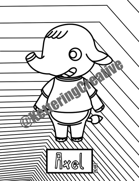 Axel Coloring Page-animal Crossing | Etsy