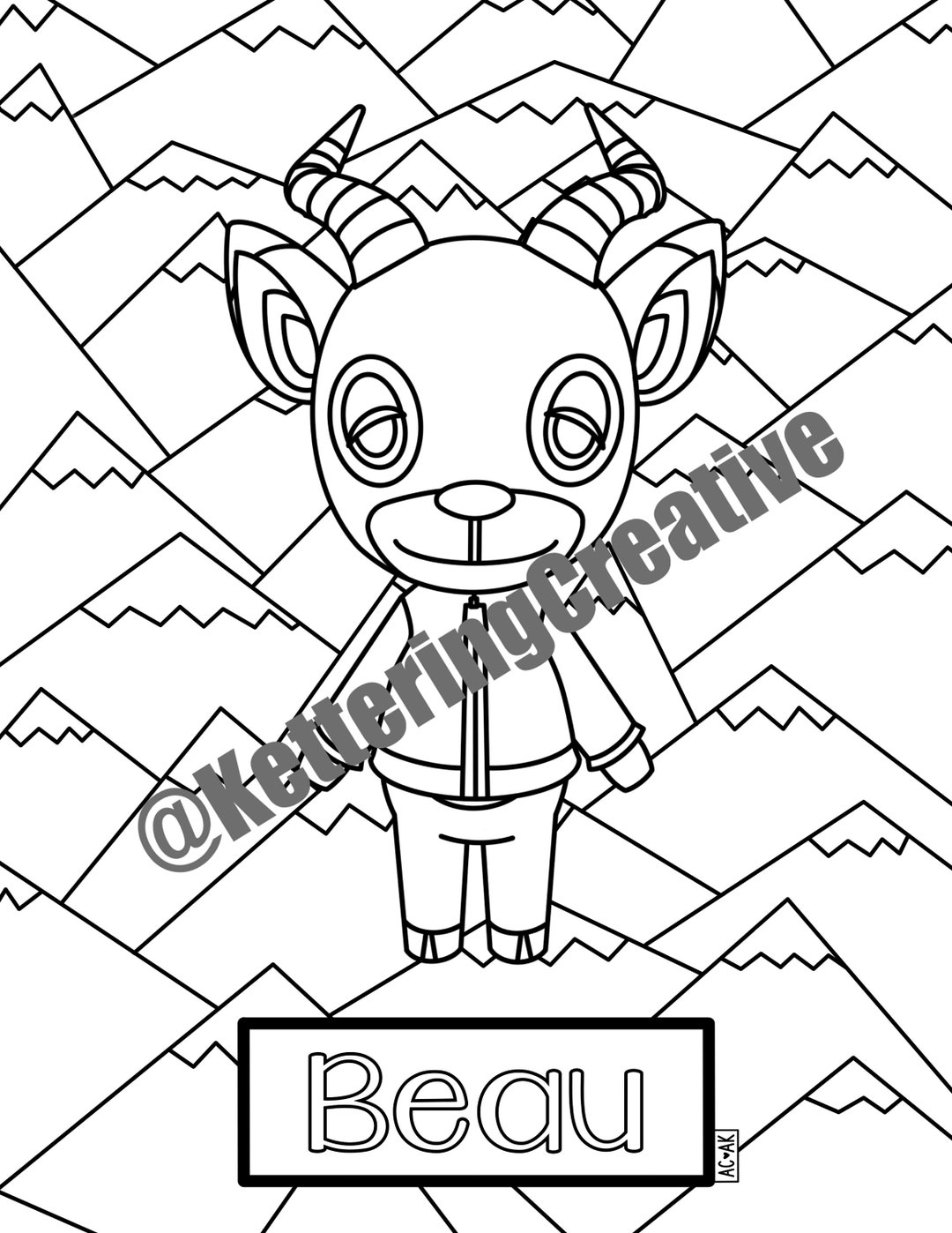 Beau Coloring Page-animal Crossing - Etsy