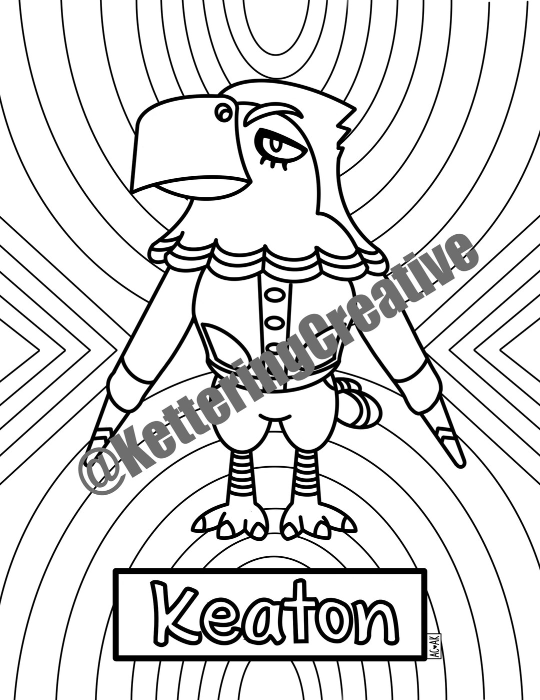 Keaton Coloring Page-animal Crossing - Etsy