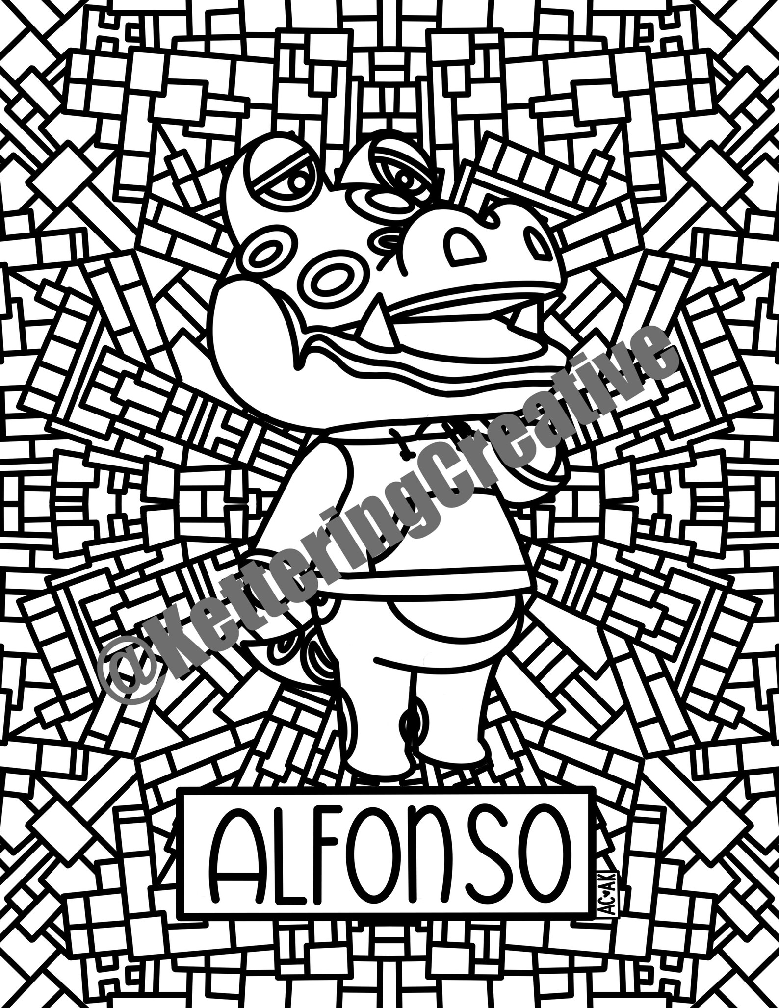 Dibujo para colorear de Alfonso-Animal Crossing - Etsy España