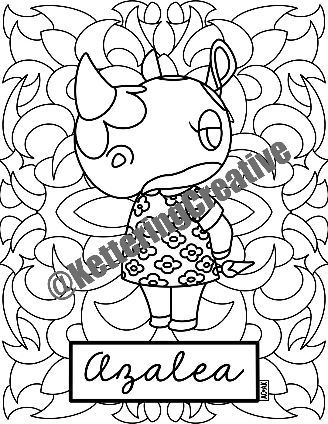 Azalea Coloring Page-animal Crossing - Etsy