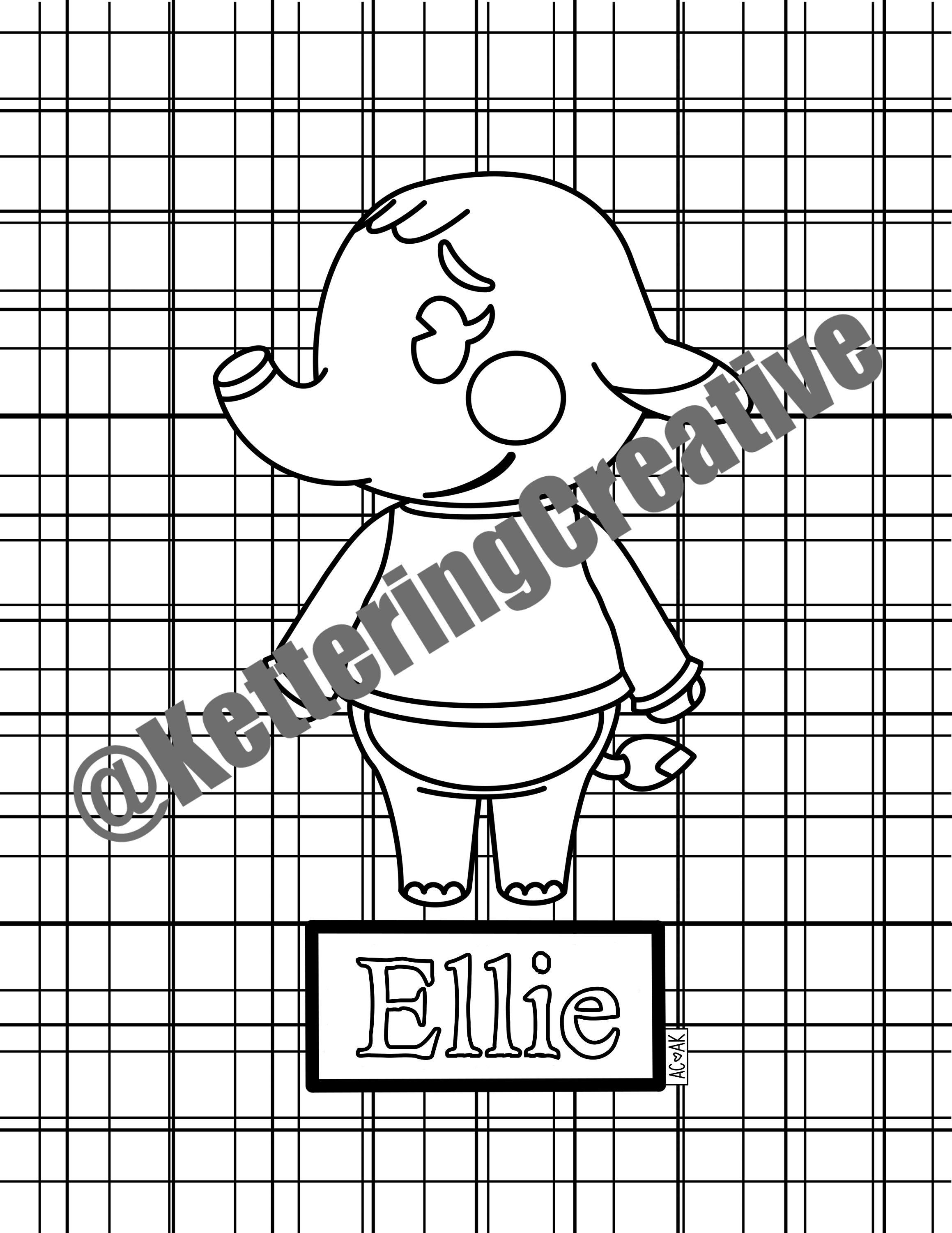 Ellie Coloring Page-Animal Crossing | Etsy