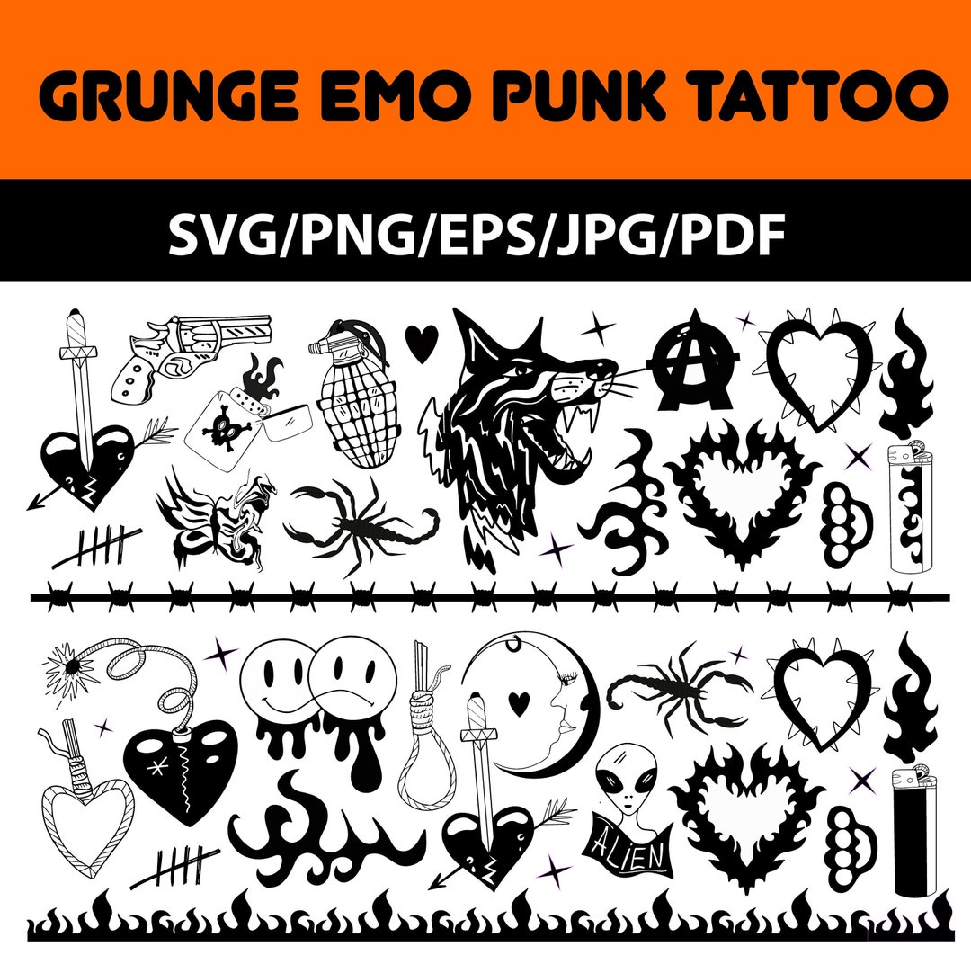 Grunge Emo Punk Tattoo Vector Eps, Svg, Png Clip Art - Etsy
