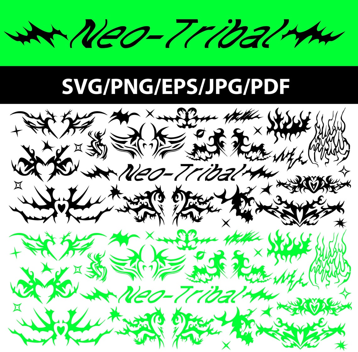 Y2k Neo Tribal Vector Shapes Set Eps, Svg, Png Clip Art - Etsy