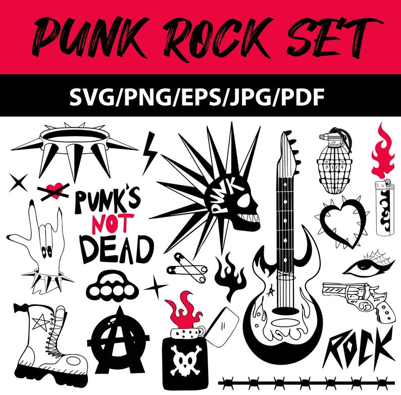 Punk Rock Clip Art Vector Svg Eps Png.. - Etsy