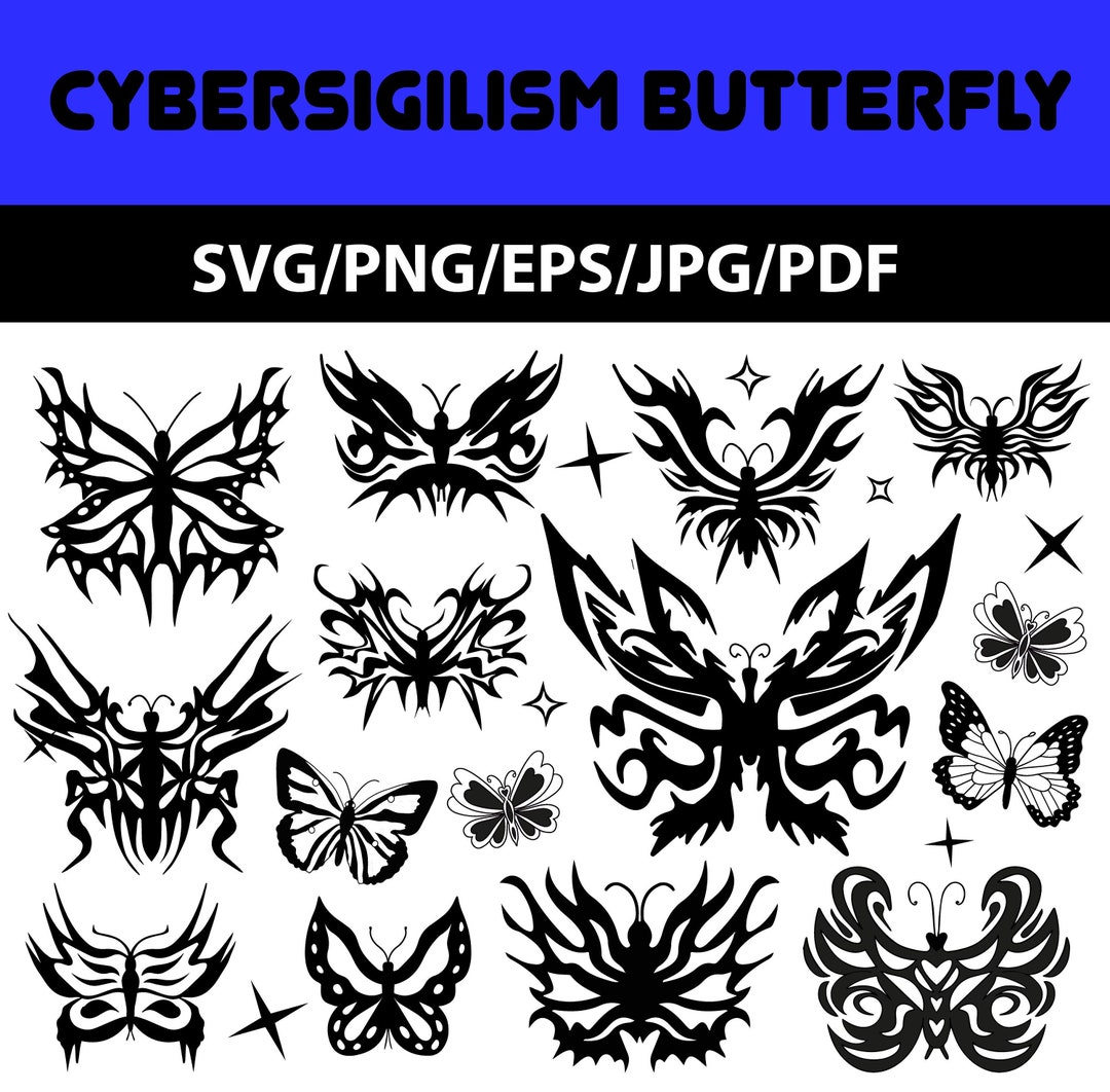 Cybersigilism Butterfly Set Vector Eps, Svg, Png Clip Art - Etsy