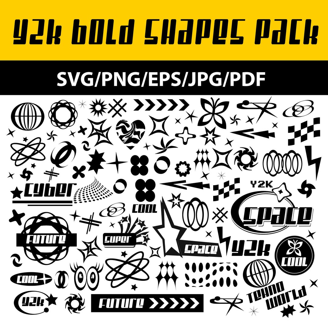 Y2k Bold Shapes Set Eps, Svg, Png Clip Art - Etsy