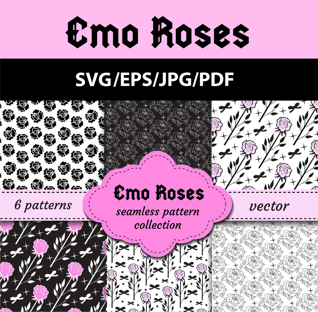 Emo Roses Set of Digital Vector Patterns - Etsy