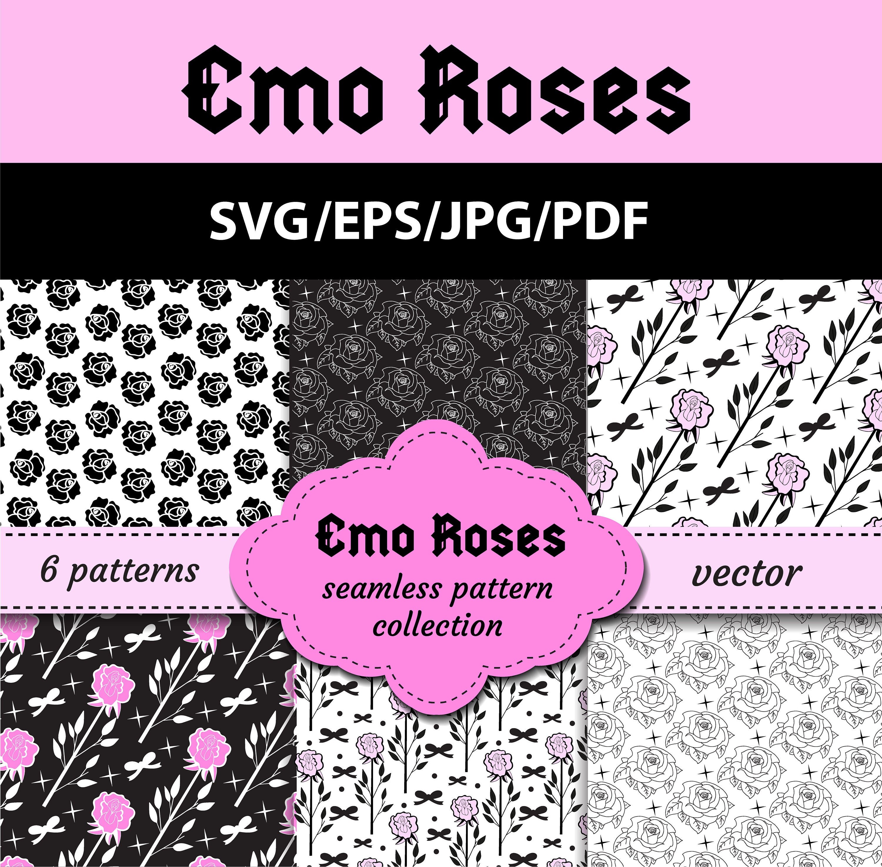 Emo Roses Set of Digital Vector Patterns - Etsy