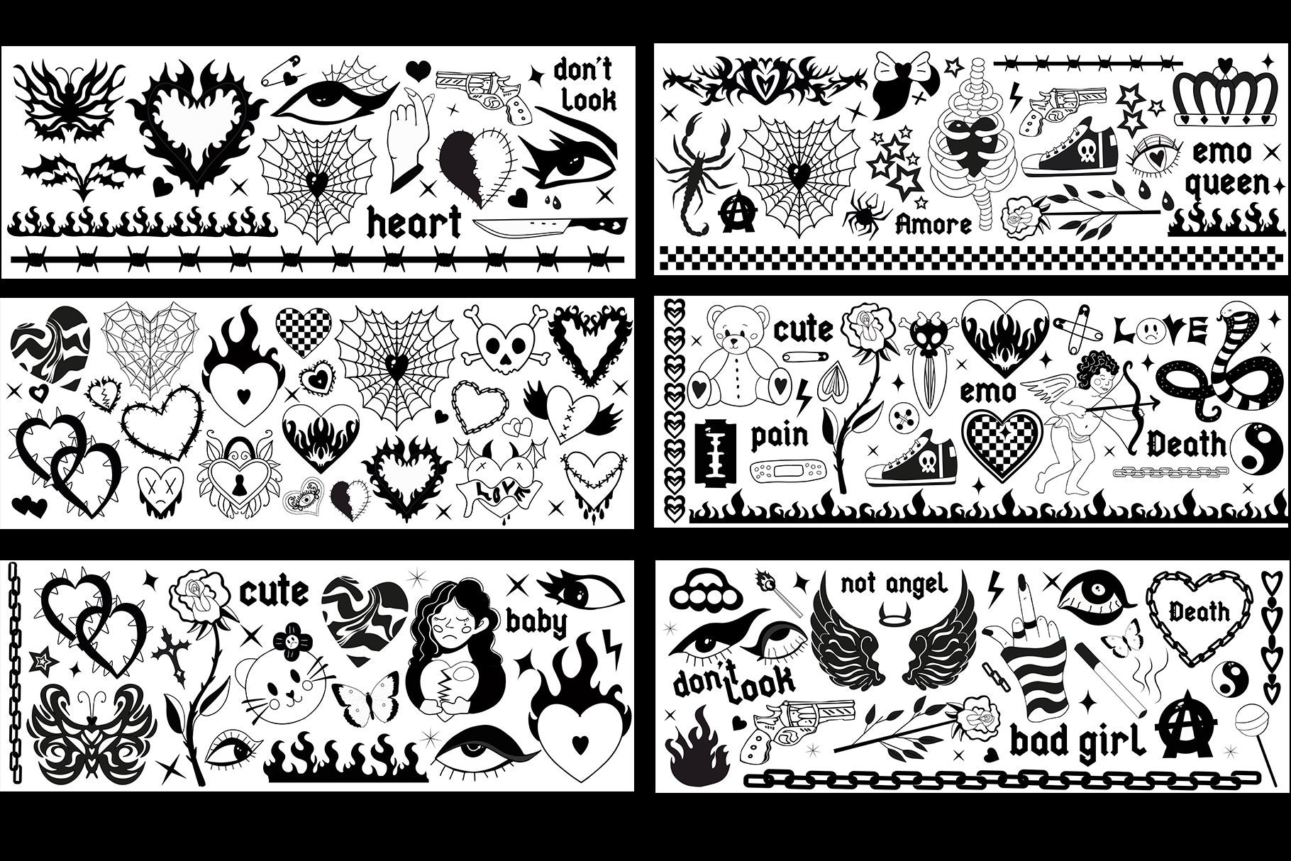 Digital Y2K Emo BIG BUNDLE 15 in 1 Vector and Png - Etsy