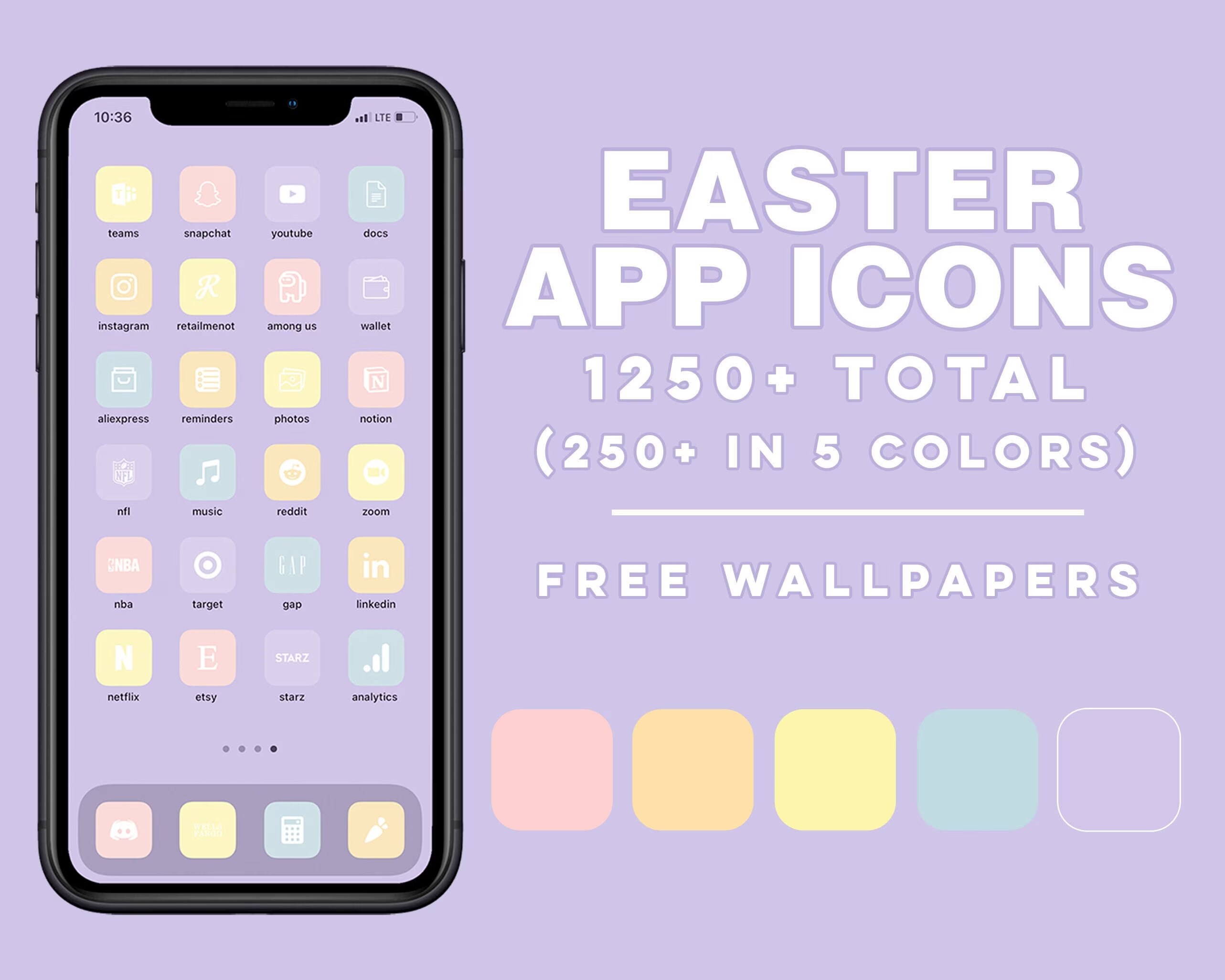 Easter Theme 1250 iPhone Icons Bundle Wallpaper Ios App Shortcuts ...