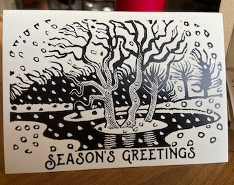 Woodcut Christmas Cards - Etsy