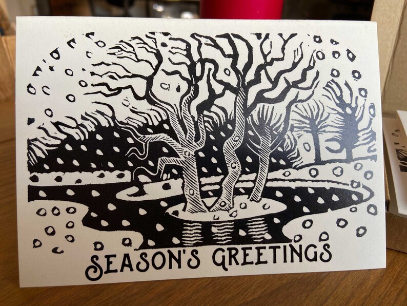 Eric Ravilious december Woodcut Christmas Card Pack 4 Cards. - Etsy