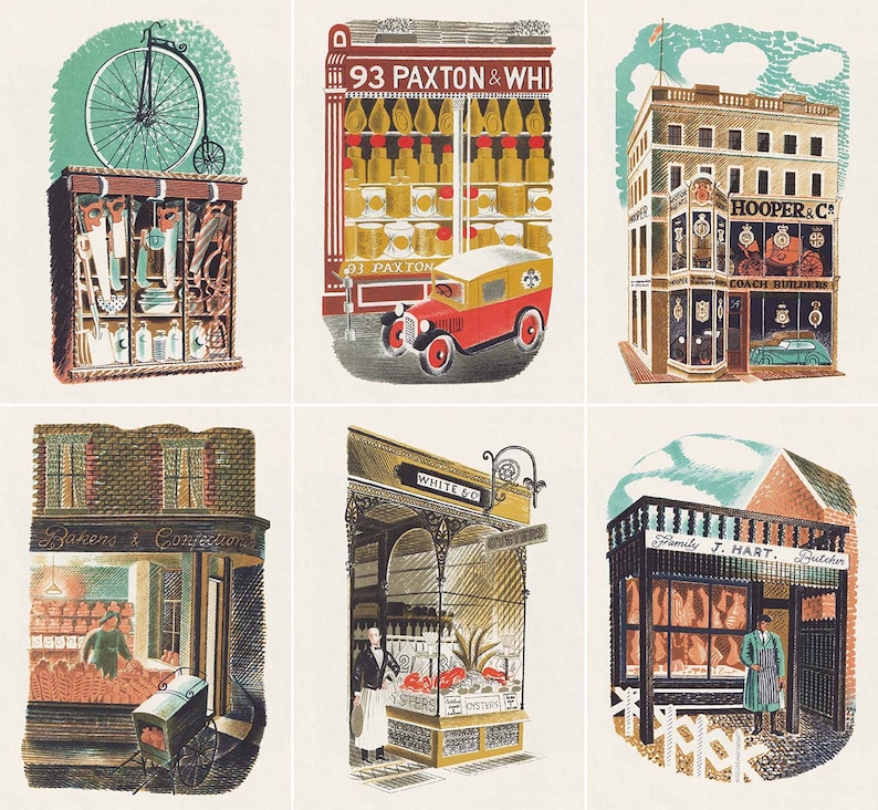 The Eric Ravilious High Street Postcard Collection (part I). - Etsy UK