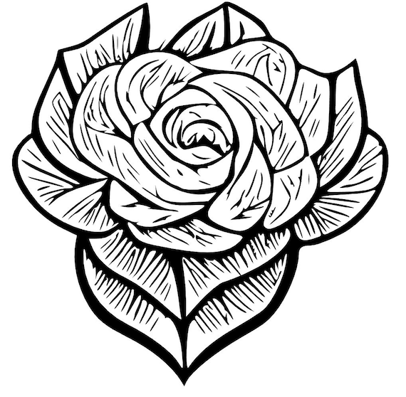 Black Rose Outline Tattoo