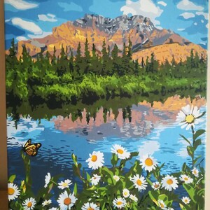 Mountain Landscape - Paint by Number Kit With Frame! Adult Coloring Kit ...