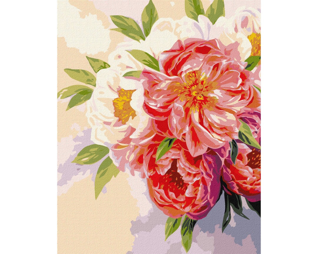 Peony Mood - Paint by Number Kit With FRAME! Color by Numbers Kit ...