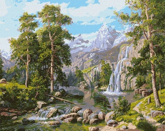 Paint by Number Waterfall - Etsy