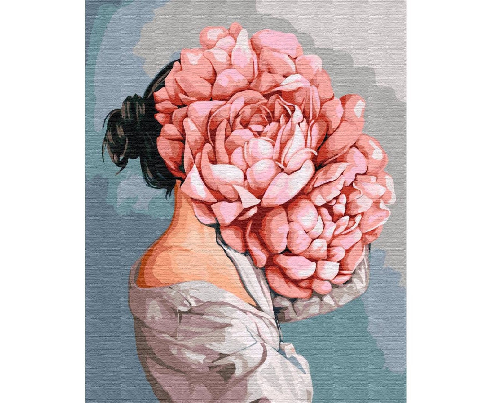 Girl in Peonies Paint by Number Kit With FRAME Color by - Etsy