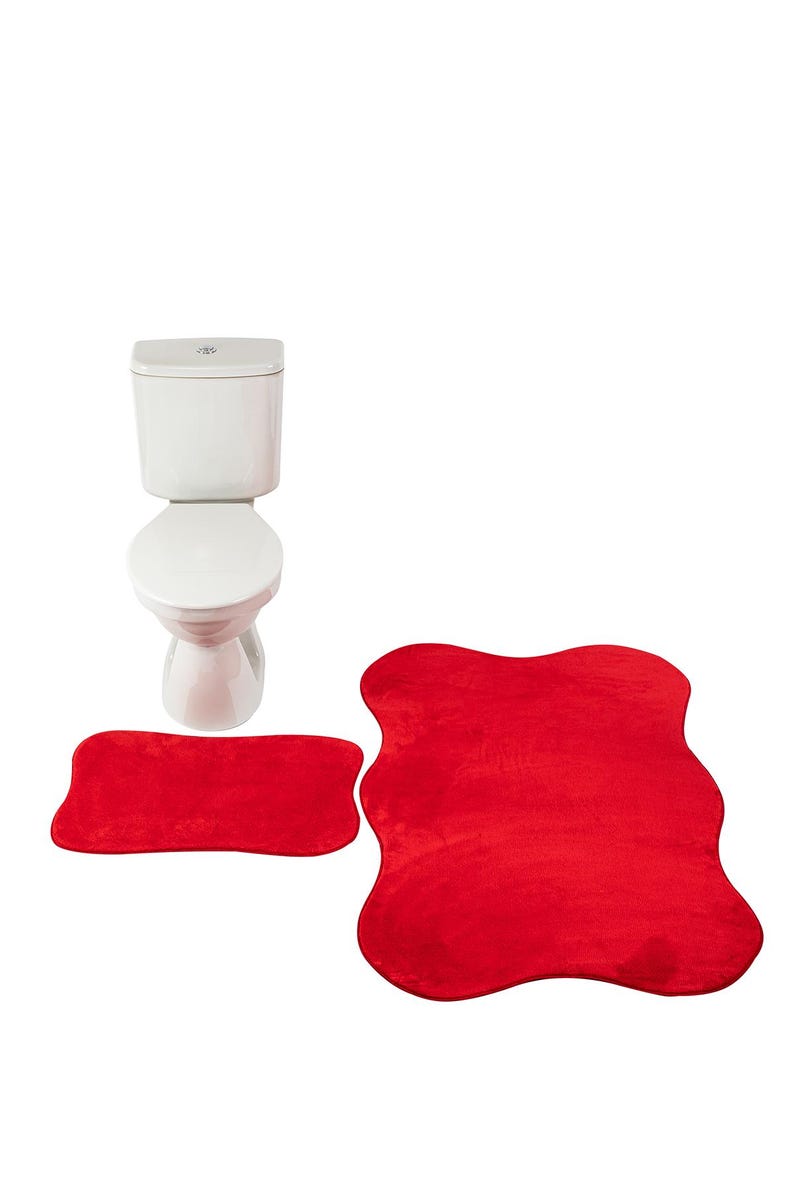 Red Velvet Fabric Bath Mat Set, Non-slip Faux Leather - Etsy